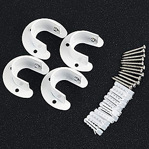 Mooche 4Pcs Wardrobe Closet Rod Bracket U-Shaped Curtain Rod Sockets Closet Pole End Supports Flange Rod Holder 1 Inch, Stainless Steel White Finished, MFL8001UW-4P