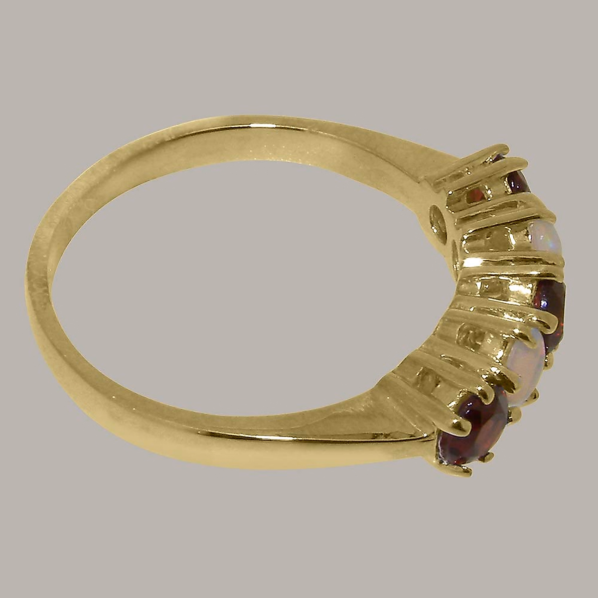 LetsBuyGold 14k Yellow Gold Natural Garnet & Opal Womens Eternity Ring - Size 10