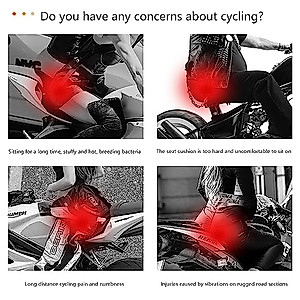 CvYamku Motorcycle Gel Seat Cushion, Motorcycle Seat Pad, 3D Honeycomb Structure Seat Cushion with Mesh Seat Cover,Breathable Shock Absorption Cushion for Long Rides