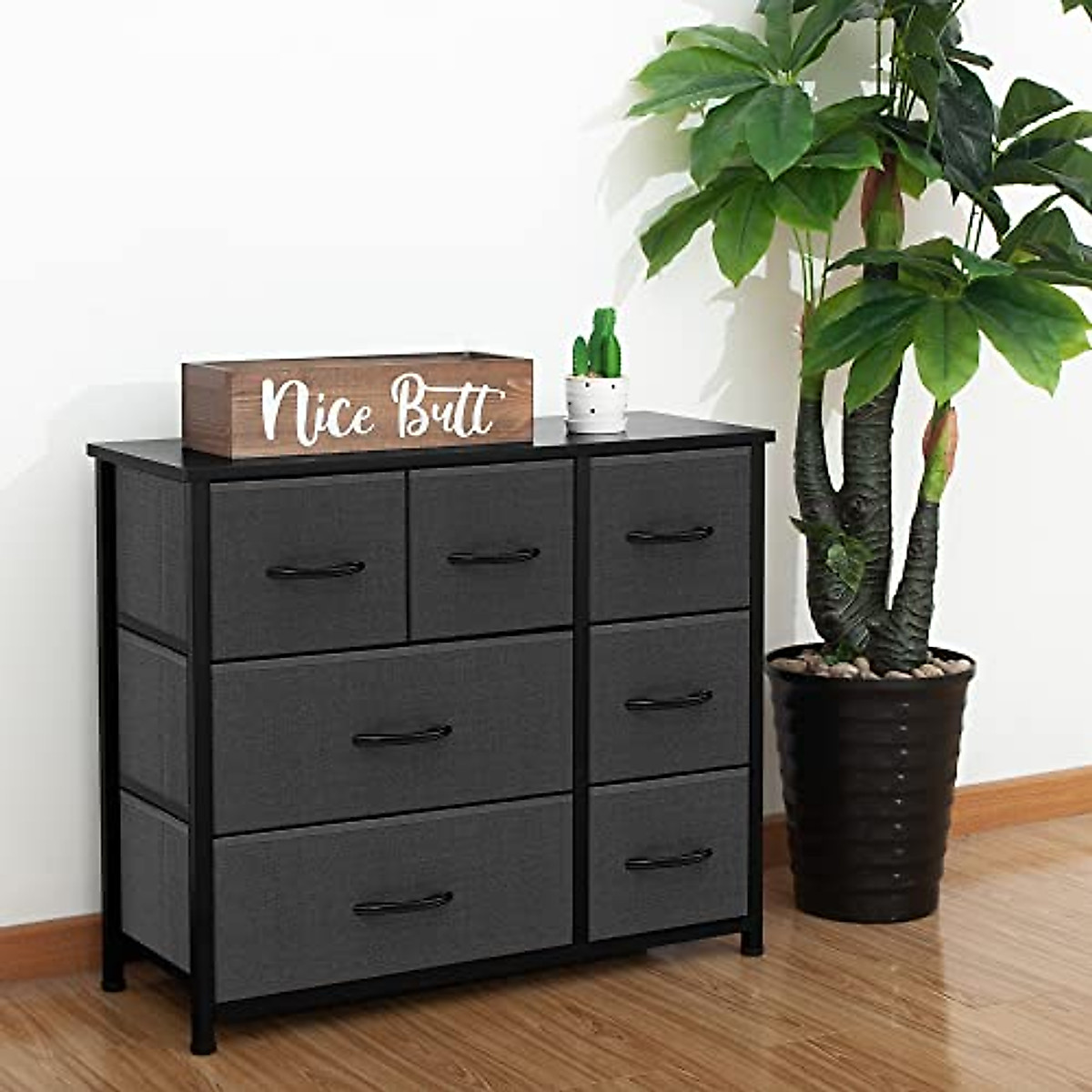 AZL1 Life Concept Dresser Storage Furniture Organizer-Large Standing Unit for Bedroom, Office, Entryway, Living Room and Closet-7 Removable Fabric Drawers, Dark Grey