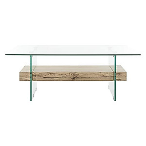Safavieh Home Kayley Natural and Glass Coffee Table