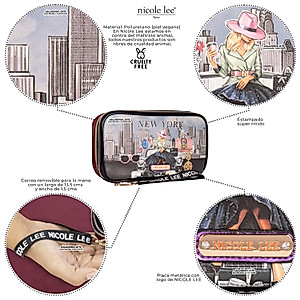 Nicole Lee Cosmetic Makeup Brush Organizer Zip Bag, Multiple Travel Compartments, Removable Wristlet Strap (Success in New York)