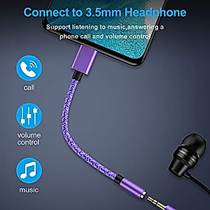 USB C to 3.5mm Audio Adapter Android Samsung Headphone Adapter USB C to Aux Audio Dongle Cable Cord for Samsung Galaxy S23 Ultra S22 S21 S20 FE S10 S9 S8 A54 A14 A53 A23 A13 A03S A02S A12 A32 A50 A71