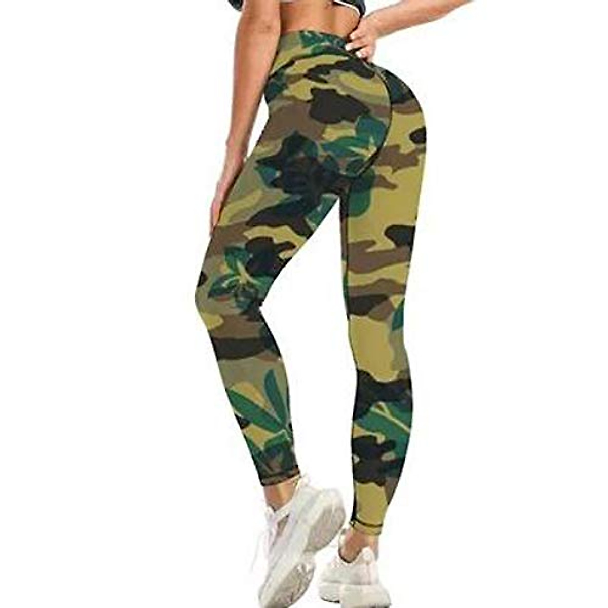 MACTHPK Women's Butt Lifting Workout Leggings Yoga Leggings Active Full Running Yoga Pants Fold Over Waist Yoga Pants (Green, M)