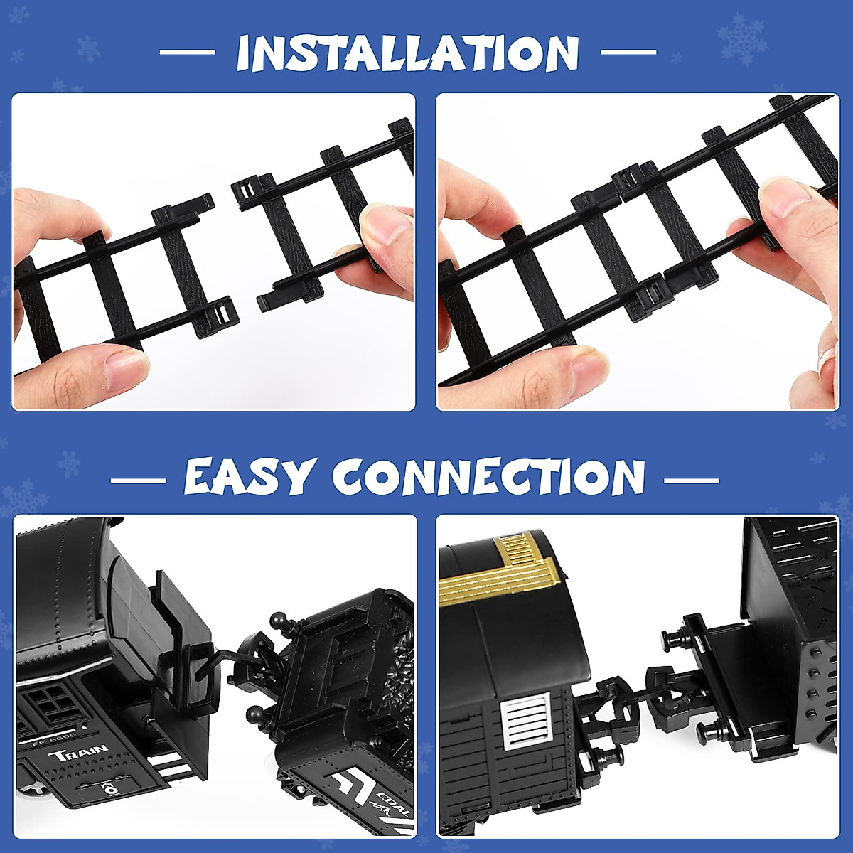 Electric Train Set for Kids- Battery- Powered Model Train with, Sounds& Lights Steam Locomotive Engine, Cargo Cars& Tracks- Christmas Train Sets for Under The Tree