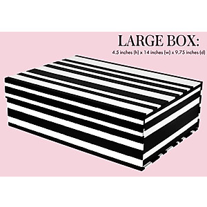 Kate Spade New York Black Decorative Storage Boxes with Lids, 3 Pack Sturdy Organizer Storage Bins, Includes Small Medium Large Pink Nesting Boxes with Magnetic Closure, Dots and Stripes