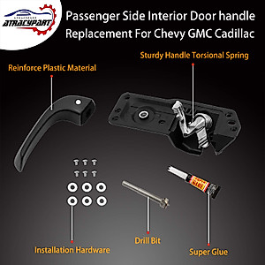 ATRACYPART Interior Door Handle Kit Front Rear Right Passenger Side | for 2007-2014 Chevy Silverado Tahoe Suburban Avalanche, GMC Sierra Yukon, Cadillac Escalade | Replaces# 20833602, 20871483, 80375