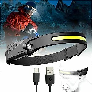 Everlyte Headlamp Rechargeable 230° Wide Beam Head Lamp LED with Motion Sensor, Odelfistrip Light Pro Headlamp, Weatherproof, Lightweight Head Light Flashlight for Hardhat, Camping, Running, Hiking