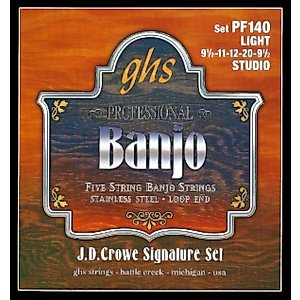 GHS Strings PF140 J.D. Crowe Signature Series (Studio), 5-String Stainless Steel Banjo Strings (.009 1/2-.020)