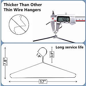 Amber Home Heavy Duty Metal Shirt Coat Hangers 20 Pack, Stainless Steel Clothes Hanger with Polished Chrome, 17 Inch Silver Metal Wire Hanger