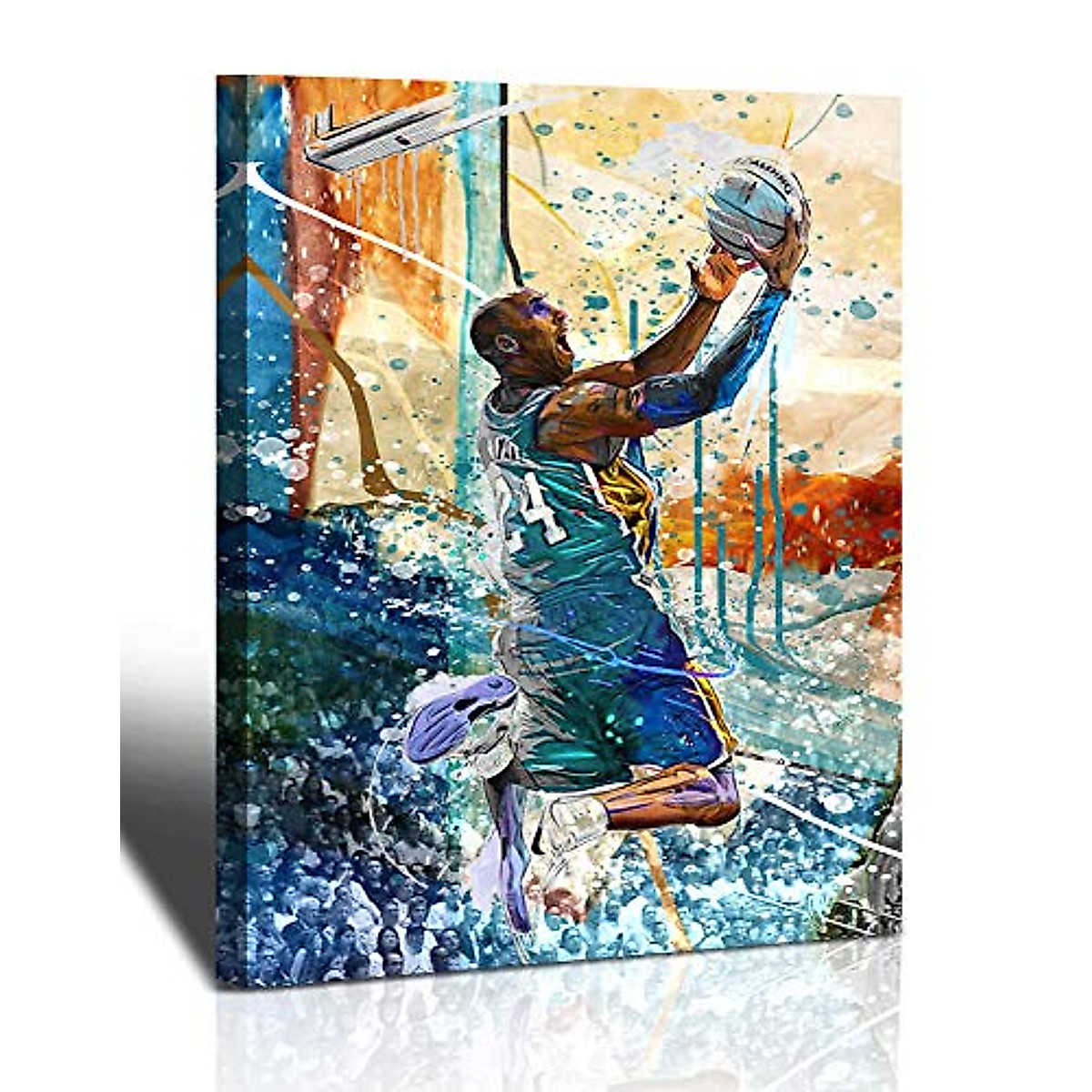 Kobe Bryant Wall Art Basketball Player Canvas Wall Art Painting Sports Posters Artwork Home Decor for Basketball Fan Memorabilia Gifts Living Room Bedroom Boy Girl Gifts Decoration Wall Art