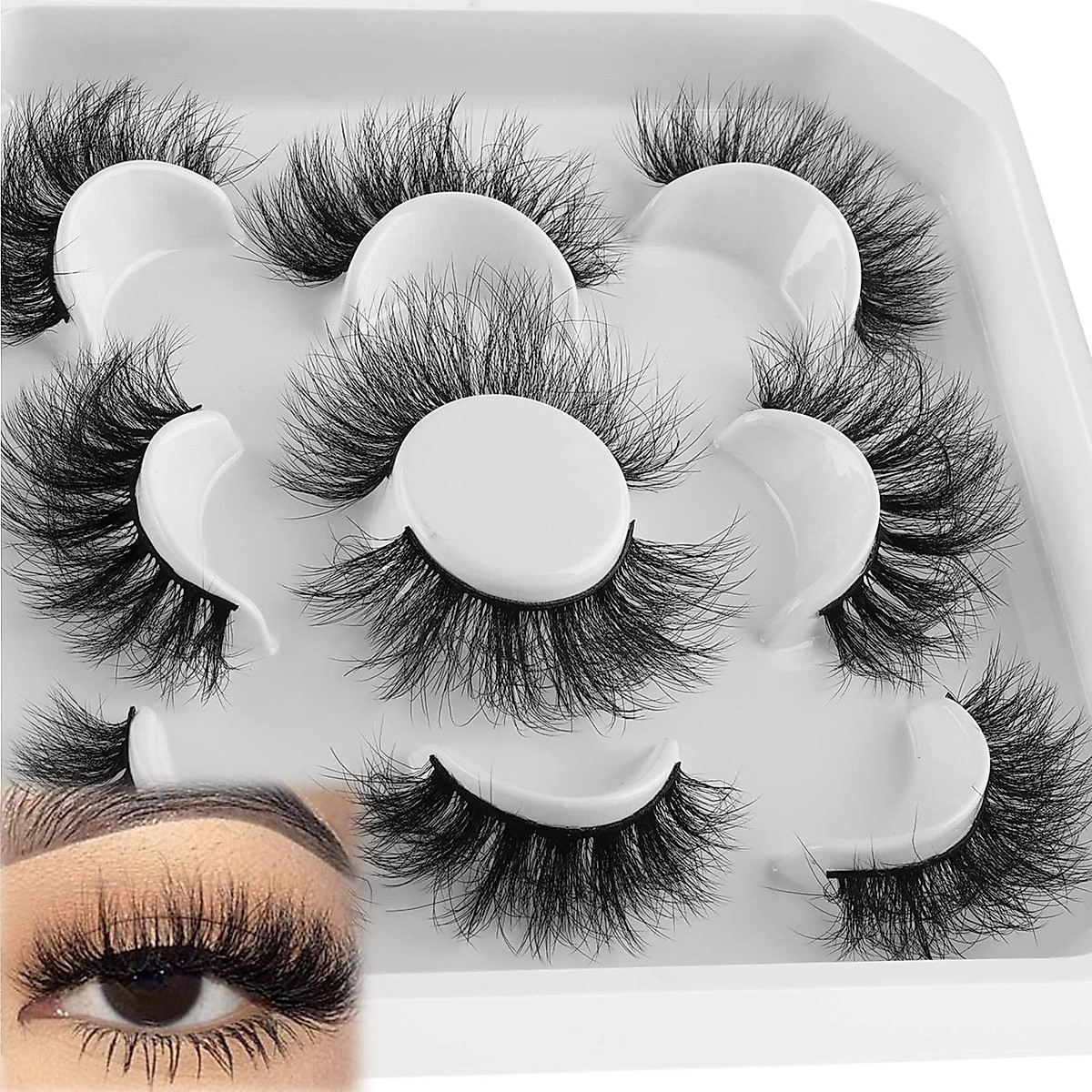 Geeneiya Mink Lashes Fluffy 5 Pairs Eyelashes Wispy Natural Look Eye Lashes Pack 8D Fluffy Dramatic False Lashes Luxury Volume Strip Fake Eyelashes 5 Styles