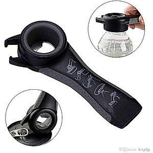 Bottle Opener Set,2Pcs Inclinding 5-in-1 and 6-in-1, Can, Soda, and Jar Openers, Twist Off Lid – Jar Opener for Seniors and Arthritic Hands (Gray Black)