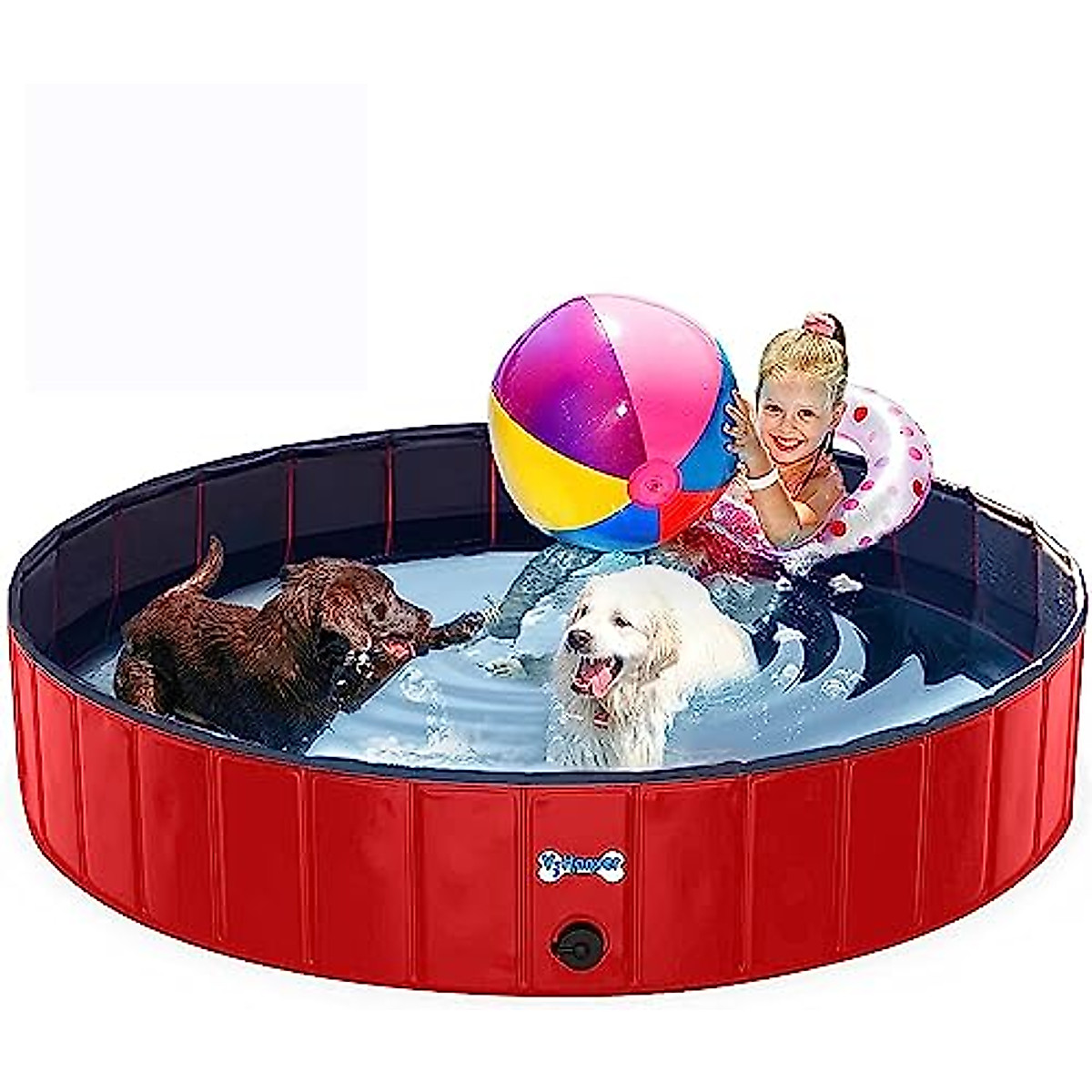V-HANVER Foldable Dog Pool Collapsible Heavy Duty PVC Pet Pool Bath Tub for XLarge Dogs and Puppies, 63 X 12 inch