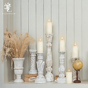 Artificial Pillar Candles with Real Tea-Light Fire for Home Decoration & Table Centerpiece, Tealight Candle Holder