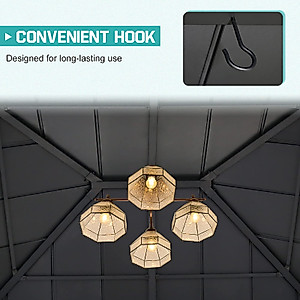 EAGLE PEAK 13x15 Hardtop Gazebo, Galvanized Steel Double Roof Gazebo with Cedar Wood Frame, Outdoor Pavilion for Patio, Deck, Lawn and Garden, Natural Wood/Black