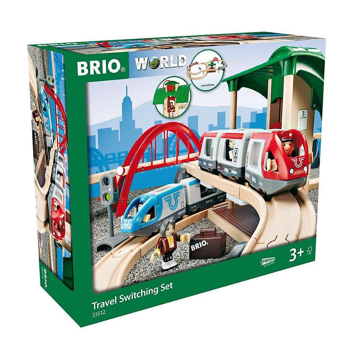 BRIO World - 33512 Travel Switching Set | Premium Wooden Train Toy Set with 42 Pieces & Accessories | Perfect for Children Ages 3 and Up | Compatible with All BRIO Railway Toys