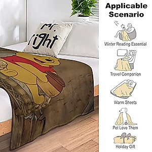 Cute Blanket Cartoon Plush Soft Warm Print Throws for Bed Couch Chair Living Room 60 x 50 in