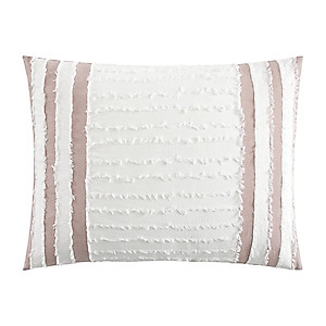 Chic Home Salma 3 Piece Cotton Duvet Cover Set Clip Jacquard Striped Pattern Design Bedding - Decorative Pillow Shams Included, Queen, Blush