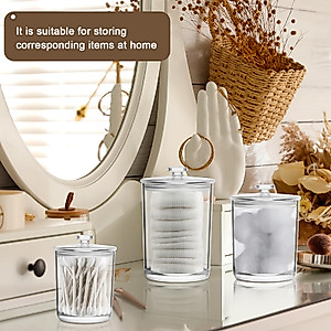 Ziliny 9 Pack Acrylic Apothecary Jars with Lids Plastic Holder Dispenser for Cotton Ball, 12/32/42 oz Clear Round Storage Container Organizer Accessories for Cotton Swab Floss Kitchen Bathroom Vanity