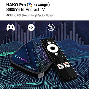 ATV Google Certified Android 11.0 TV Box, 2GB RAM 16GB ROM Amlogic S905Y4 Android TV Quad 64 bits Cortex-A35, 2.4G/5G Dual WiFi Support YouTube 4K H.265 AV1 with Netflix Google Assistant