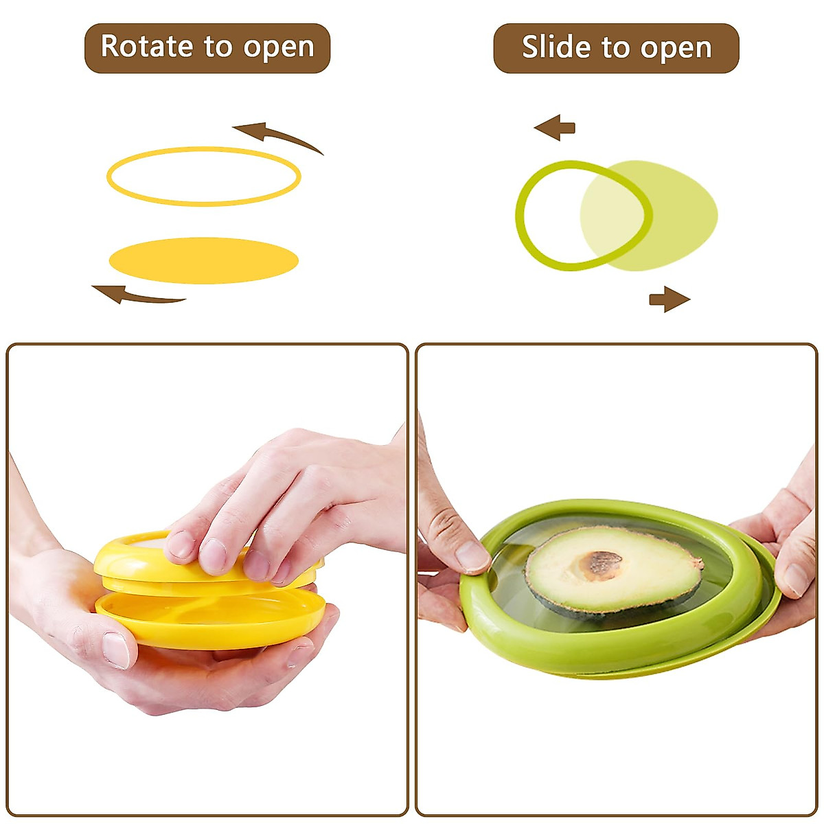 Saxialy Vibrant and Stylish Silicone Fruit Storage Containers - 4pcs Reusable Food Storage Boxes for Onion, Avocado, Tomato, Lemon