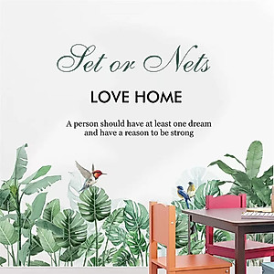 Generic Tropical Leaves Wall Decals Removable Toucan Wall Stickers for Living Room Kids Room Bedroom Playroom TV Wall Decor