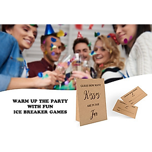 Guess How Many Kisses Are in the Jar Game-1 Standing Sign and 50 Guessing Cards, Kraft Bridal Shower Games, Baby Shower Sign, for Boys Girls Baby Shower Favors and Weddings Party Decoration-22