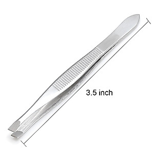 LUXXII (3 Pack) Slant Tweezers - Precision Stainless Steel Slant Tip Tweezers Hair Plucker for Hair and Eyebrows Personal Care (Silver Tone)