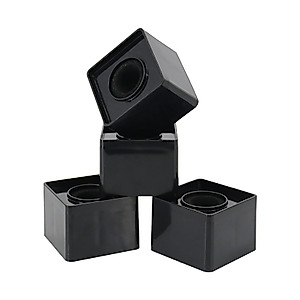 YaeGarden 4-Pack Microphone Flag Station Portable Square Cube Shaped Interview Mic Flag Station Logo Superior ABS Material, Black