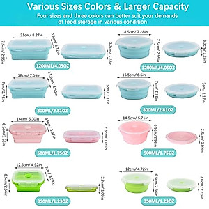 LYASILGC Set of 8 Collapsible Silicone Food Storage Containers, Collapsible Bowls with Airtight Lids, Flat Stacks, Meal Prep, Lunch Box Container, RV Organization And Storage