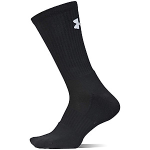 Under Armour Train Crew Socks, 2-Pair, Black, Shoe Size: Mens 4-8, Womens 6-9