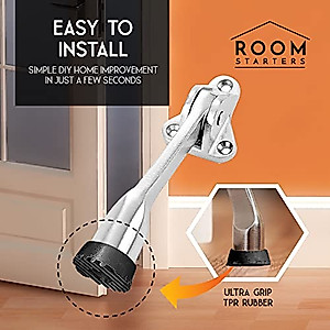 Kick Down Door Stop Ultra Grip Rubber Replacement Tip 10 Pack with Screw by ROOM STARTERS Style 2 (Black, 10 Pack)