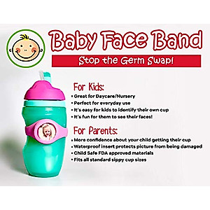 Personalized Baby Bottle and Sippy Cup Label for Daycare Personalized Band with Your Childs Picture Baby Face Band 2 Pack Blue Pink 2 PK