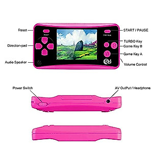 Handheld Game Console for Children Ages 4-12 , Built-in 182 Retro Classic Games 2.5" LCD Screen Portable 8 Bit TV Output Video Game Player Best Birthday Gift for Girls -RED