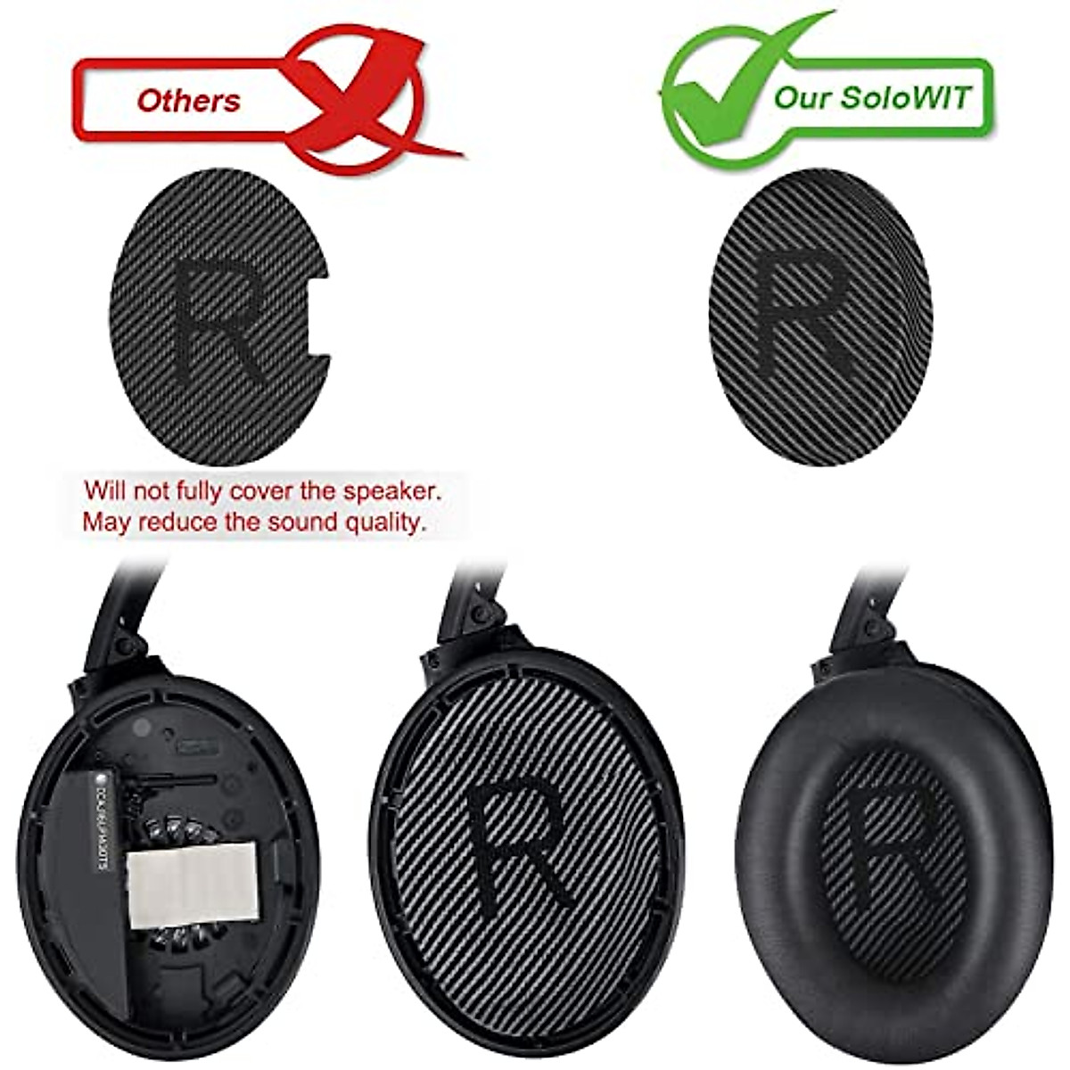 Professional Replacement Earpads Cushions for Bose QuietComfort 35 (QC35) & Quiet Comfort 35 II (QC35 ii) Headphones, Ear Pads with Softer Leather, Noise Isolation Foam, Added Thickness (Black)