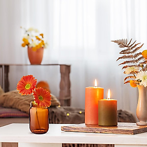 6 Pieces 64 oz Amber Glass Mason Jars Glass Mason Jars Amber Canning Jar Container Set Embossed Half Gallon Fermenting Jars with Airtight Lids for Canning Freezing Preserving Beverages Jar Decor