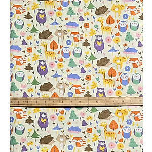 9 Pcs Animal Fabric Patterns Fat Quarters Quilting Fabric Bundles No Repeat Designs for Baby Boy Kids,18"x 22" …