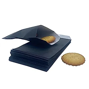 Amsthow Glassine Bags Wax Paper 3.15 x 5.12-inch Treat Little Snack Black Bags for Cookies, Snacks, Chocolate (100Pcs Black)