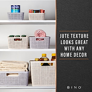 BINO | Woven Plastic Basket | XS (Natural Grey), 5-Pack | THE JUTE COLLECTION | Home Organization, Space - Saving Storage, Stylish Design | Jute Basket | Plastic Storage Basket
