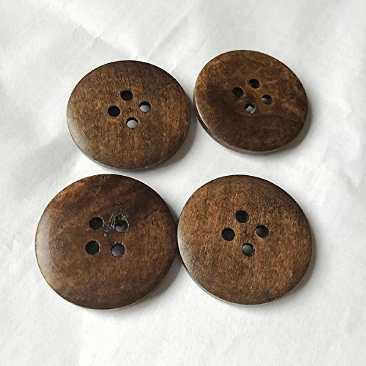 20 Large Chestnut Brown coloured 4 hole Wooden Sewing Buttons 35mm Great Value