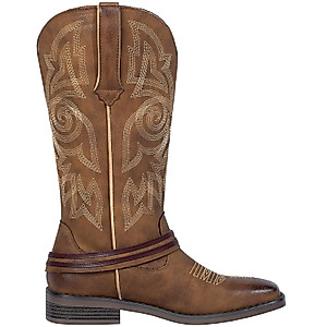 J's.o.l.e Women's Fashion Western Cowgirl Cowboy Boots Wide Square Toe Mid Calf US Size 9.5