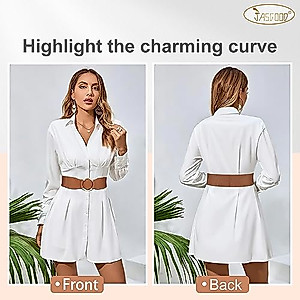 JASGOOD Women Wide Waist Belt Stretchy Elastic Vintage Belts for Dress Ladies Belt with Circle Buckle