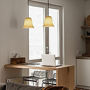 Pangda 3 Pcs Amber Glass Shade Chandelier Shade Cracks Glass Shade Ceiling Fan Light Covers Ceiling Fan Lamp Replacement Bell Shaped Chandelier Shades Antique Lampshade for Vanity Pendant Lighting