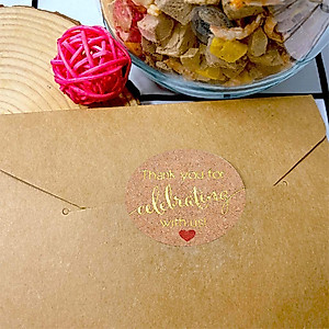 WANGFUFU 500pcs 1Inch Kraft Thank You for Celebrating with US Stickers Wedding Seal Label - for Sealing, Decoration