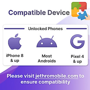 Jethro Mobile USA SIM Card, 5GB High-Speed Data, Unlimited Talk & Text, Hotspot & Tethering, International Calling to Canada, Mexico & 80+ Countries, Prepaid No Contract (30 Days)