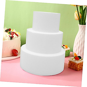 Hoement 3pcs Wedding Cake Stands Wedding Ceremony Decorations DIY Crafts Round Cake Stand Wedding Decor Rotating Cake Stand Rotary Tool Cake Dummies 15c White Foam Window Wedding Supplies