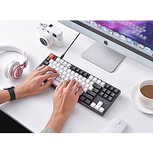 Keychron C1 87 Key Hot-swappable Wired Mechanical Keyboard, USB Type-C Cable, Double-Shot ABS Keycaps TKL Mechanical Gaming Keyboard, White Backlit Gateron G Pro Brown Switch for Mac Windows