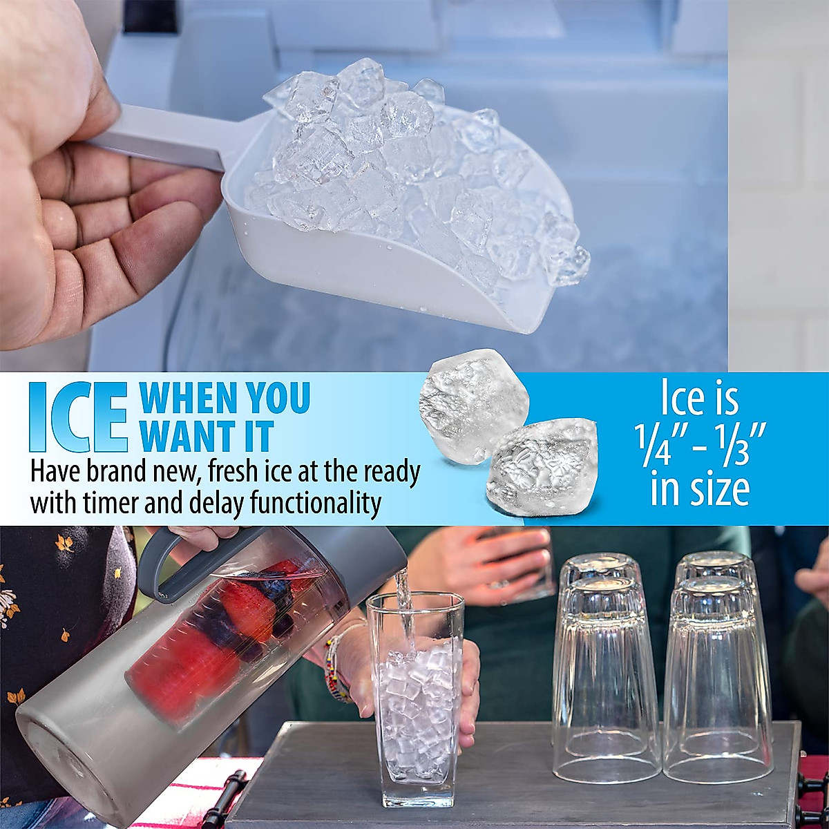 Deco Chef 44LB Countertop Nugget Ice Maker with 2.6LB Auto-Renew Basket and Automatic Cleaning, 1.8LB per Hour, First Batch in 10 Minutes, Stainless Steel