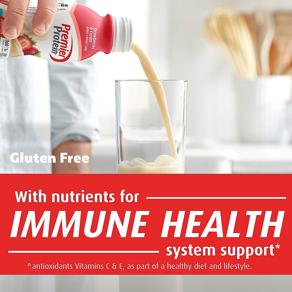 Premier Protein Liquid Protein Shake -24 Vitamins & Minerals/Nutrients to Support Immune Health, Strawberries, 11.5 Fl Oz Bottle (Pack of 12)